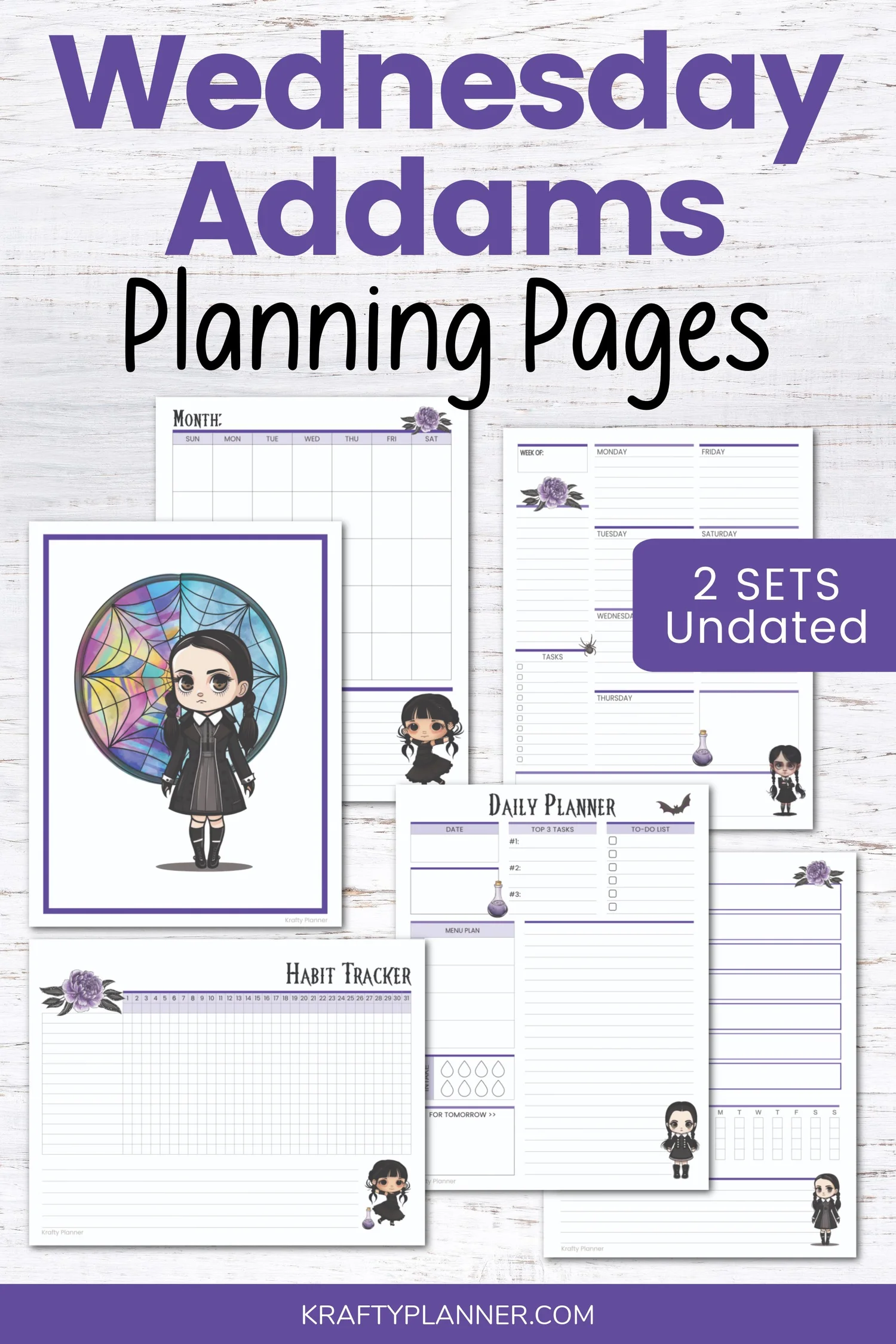 Free Printable Wednesday Addams Planning Pages — Krafty Planner