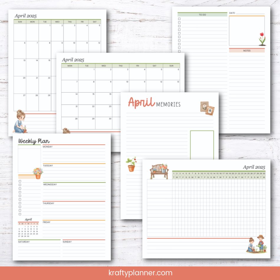 Your Free Printable April 2025 Planners — Krafty Planner