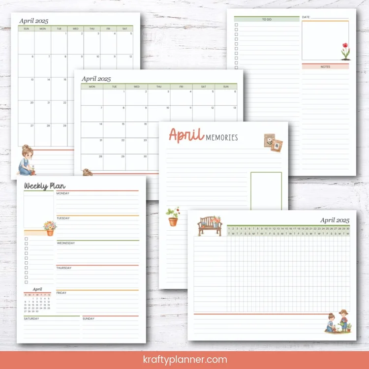 Your Free Printable April 2025 Planners — Krafty Planner