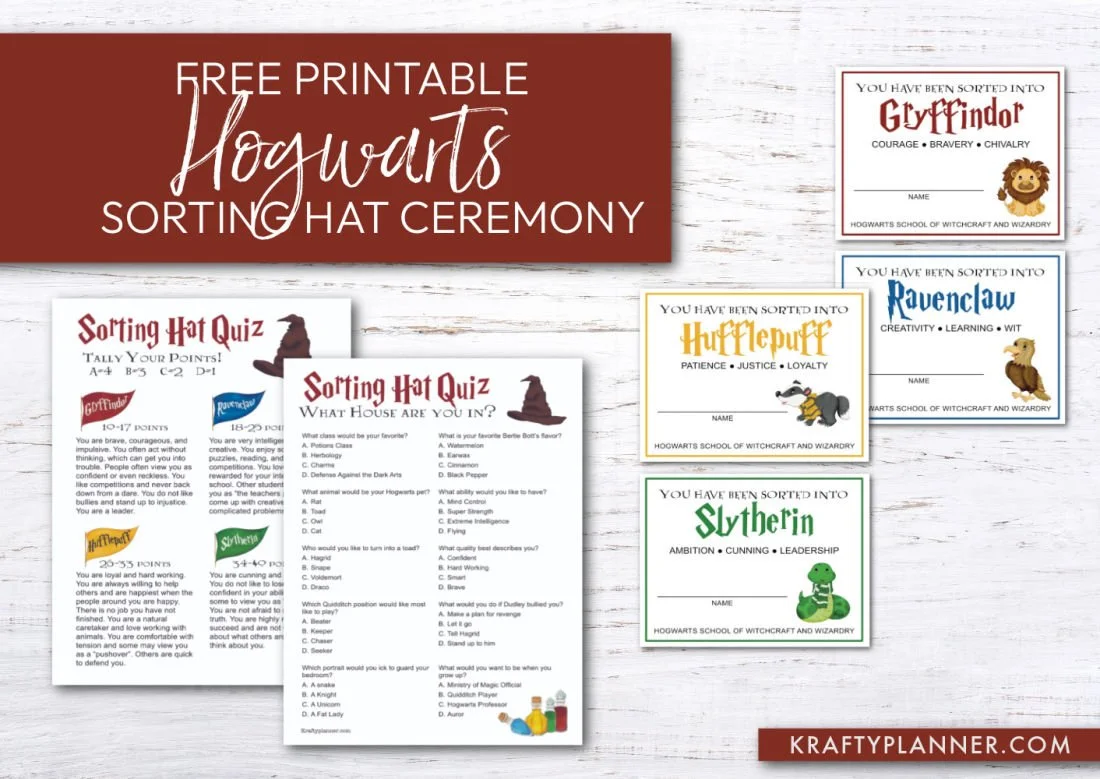 Free Hogwarts Sorting Hat Ceremony — Krafty Planner