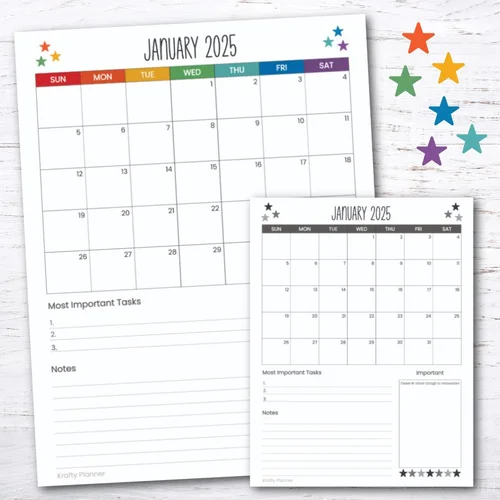 2025 Calendar with Notes and Task Lists — Krafty Planner