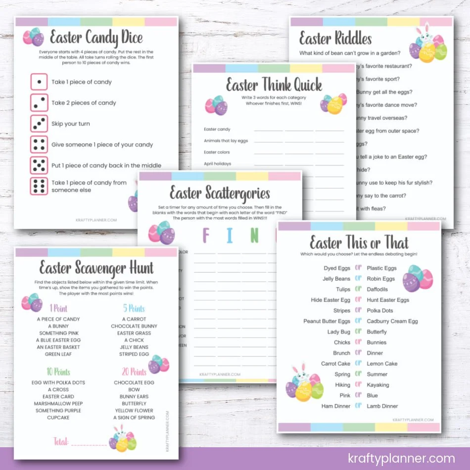 Free Printable Easter Games for Family Fun — Krafty Planner