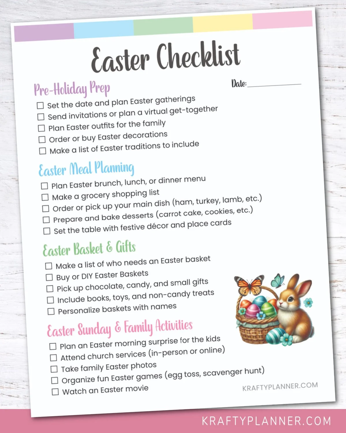 Free Printable Easter Checklist to Get Ready for the Holiday — Krafty ...