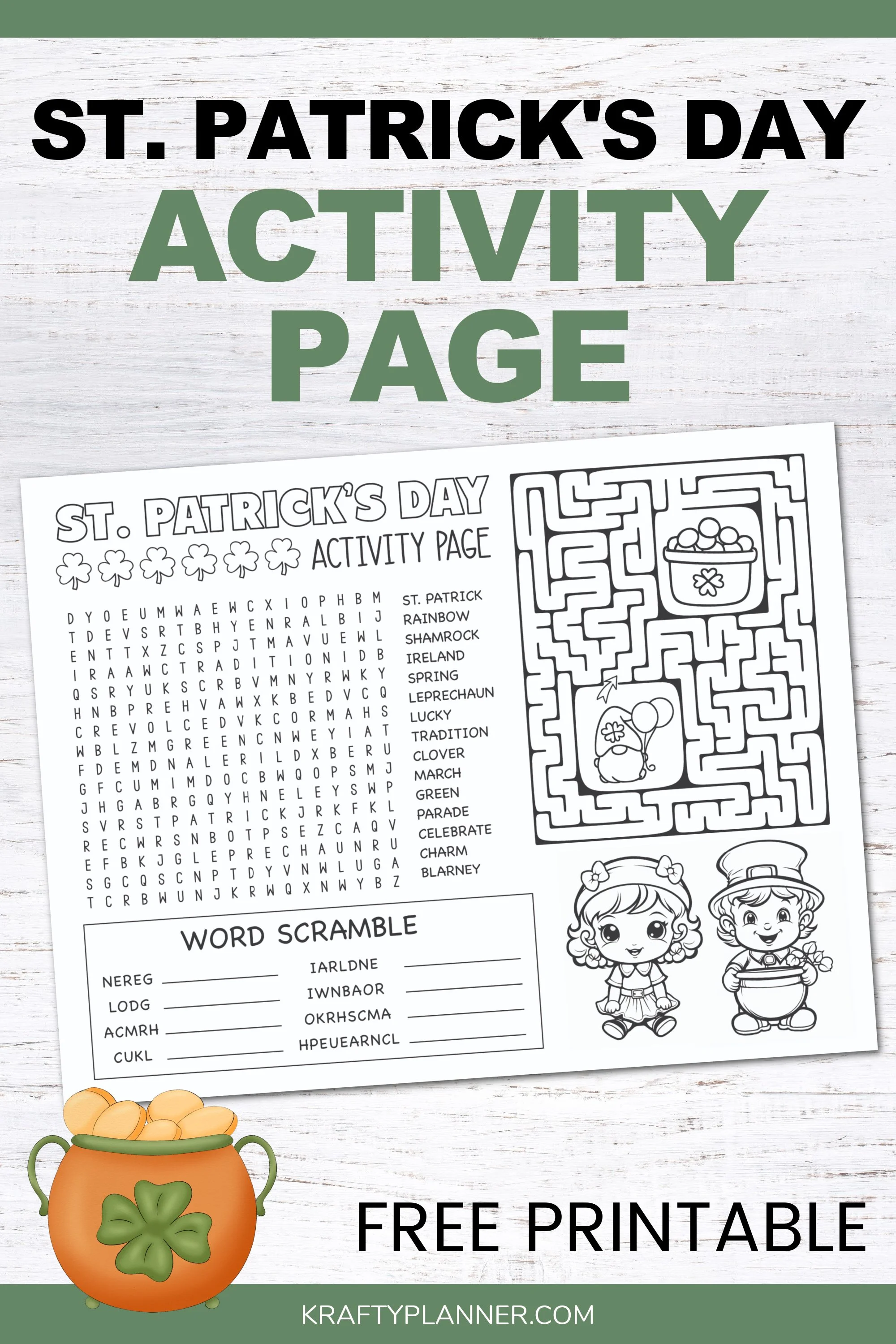 Free Printable St. Patricks Day Activity Page — Krafty Planner
