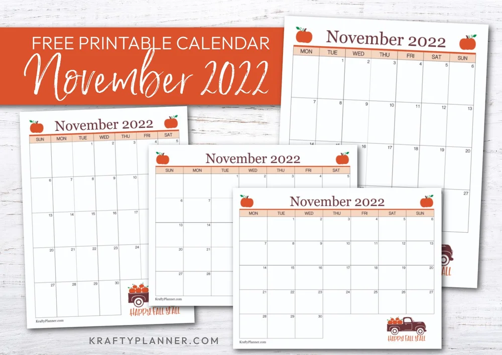 Free Printable November 2022 Calendar — Krafty Planner