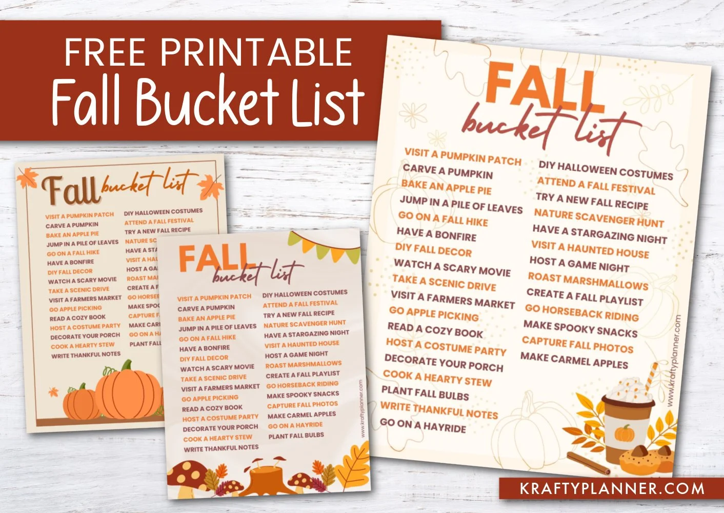 Fall Bucket List Free Printable