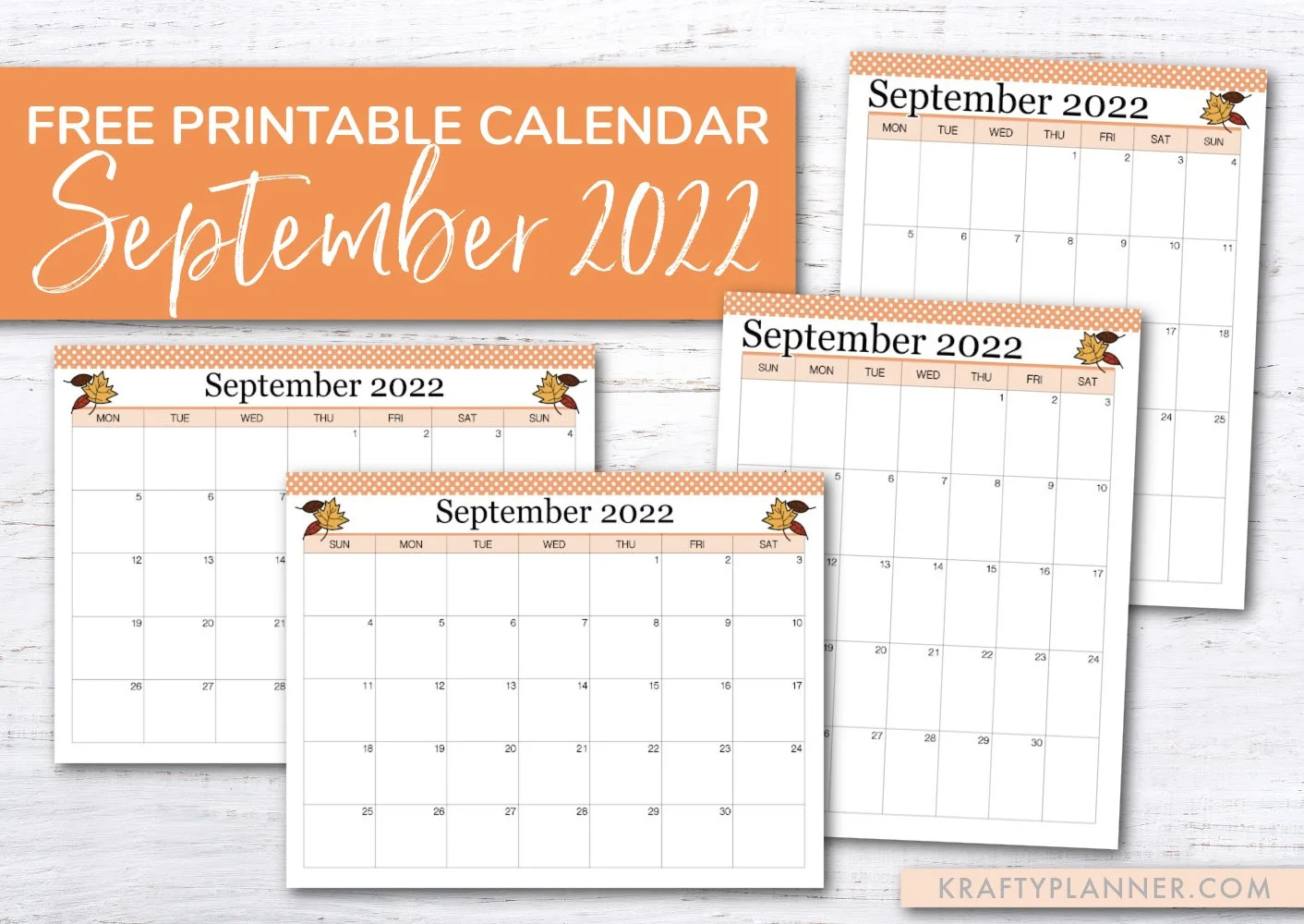 Free Printable September 2022 Calendar — Krafty Planner