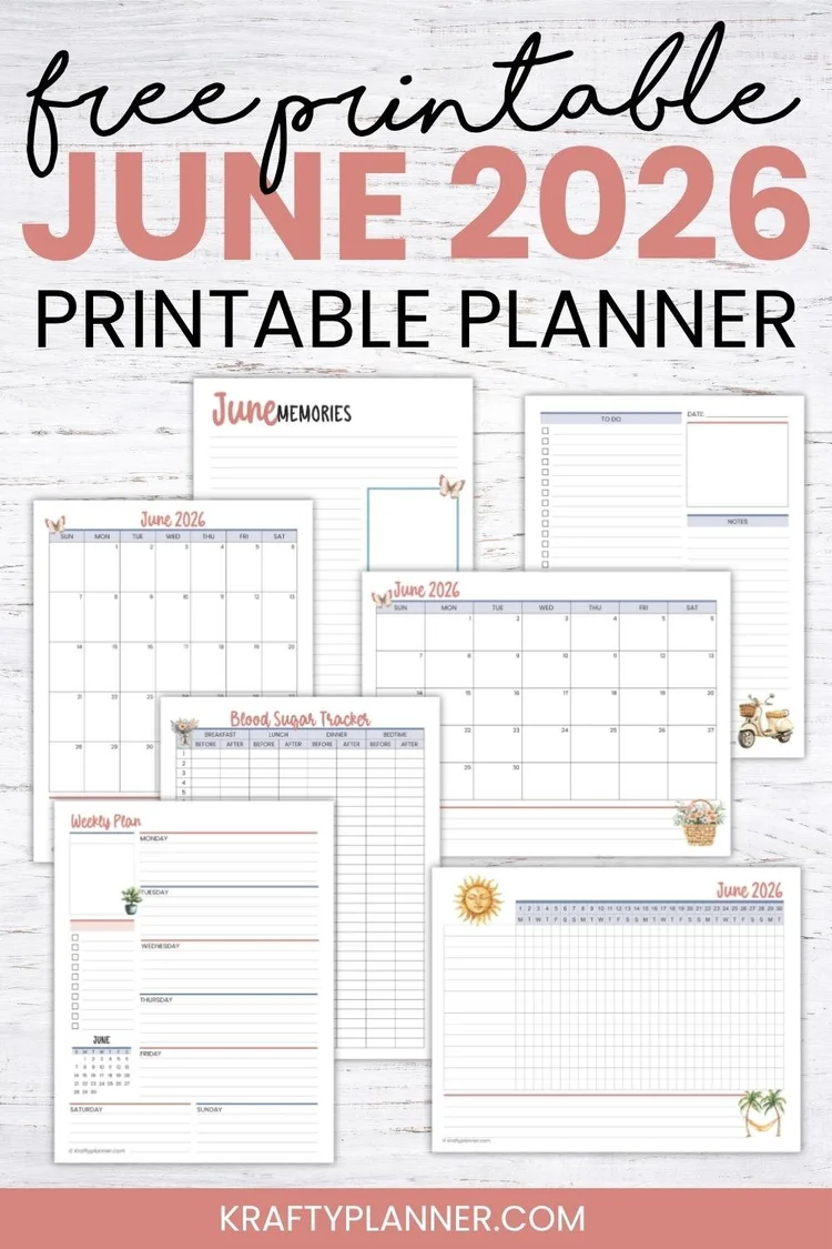 Free June 2026 Printable Planner Pages — Krafty Planner