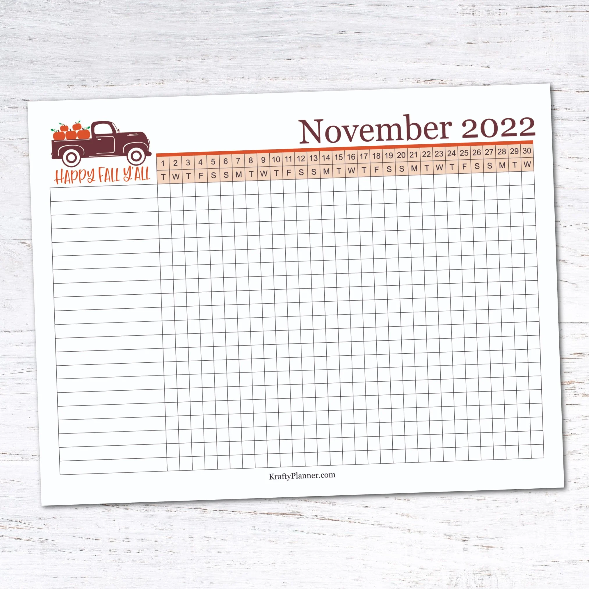 Free Printable November Habit Tracker — Krafty Planner