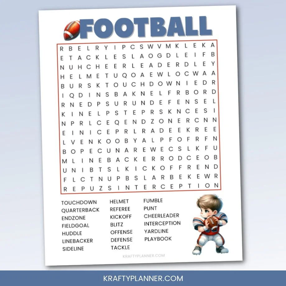 Football Word Search Football Word Search Game, Football Party Game,