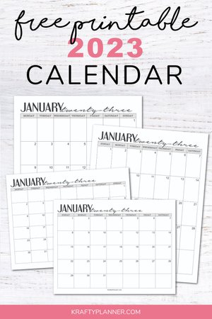 Free Printable 2023 Calendars — Krafty Planner