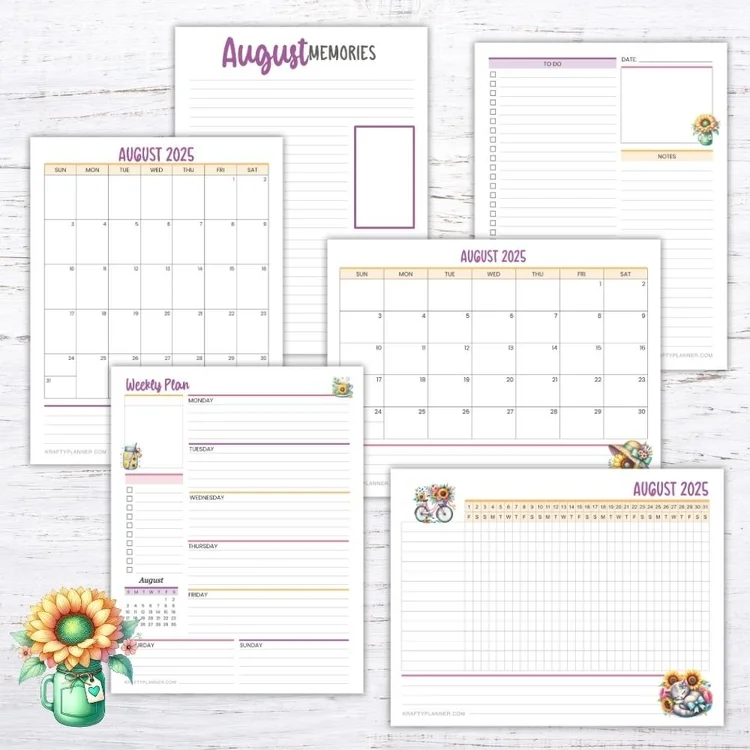 Free Printables: August 2025 Planners — Krafty Planner