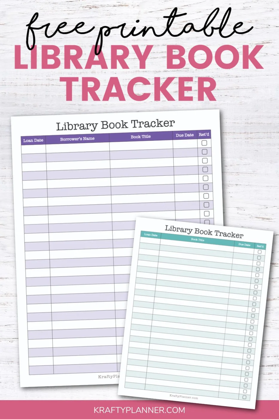 Free printable library book tracker — Krafty Planner