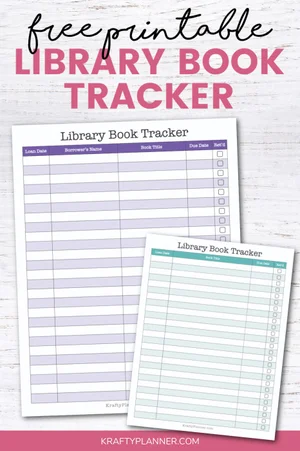 Free printable library book tracker — Krafty Planner