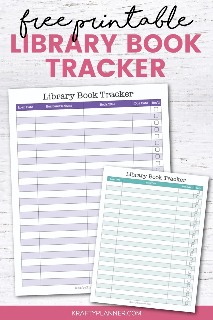 Free printable library book tracker — Krafty Planner