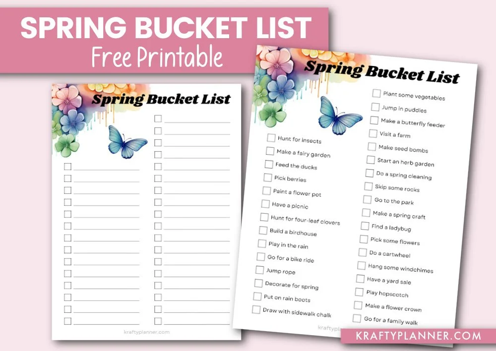Free Printable Spring Bucket List — Krafty Planner