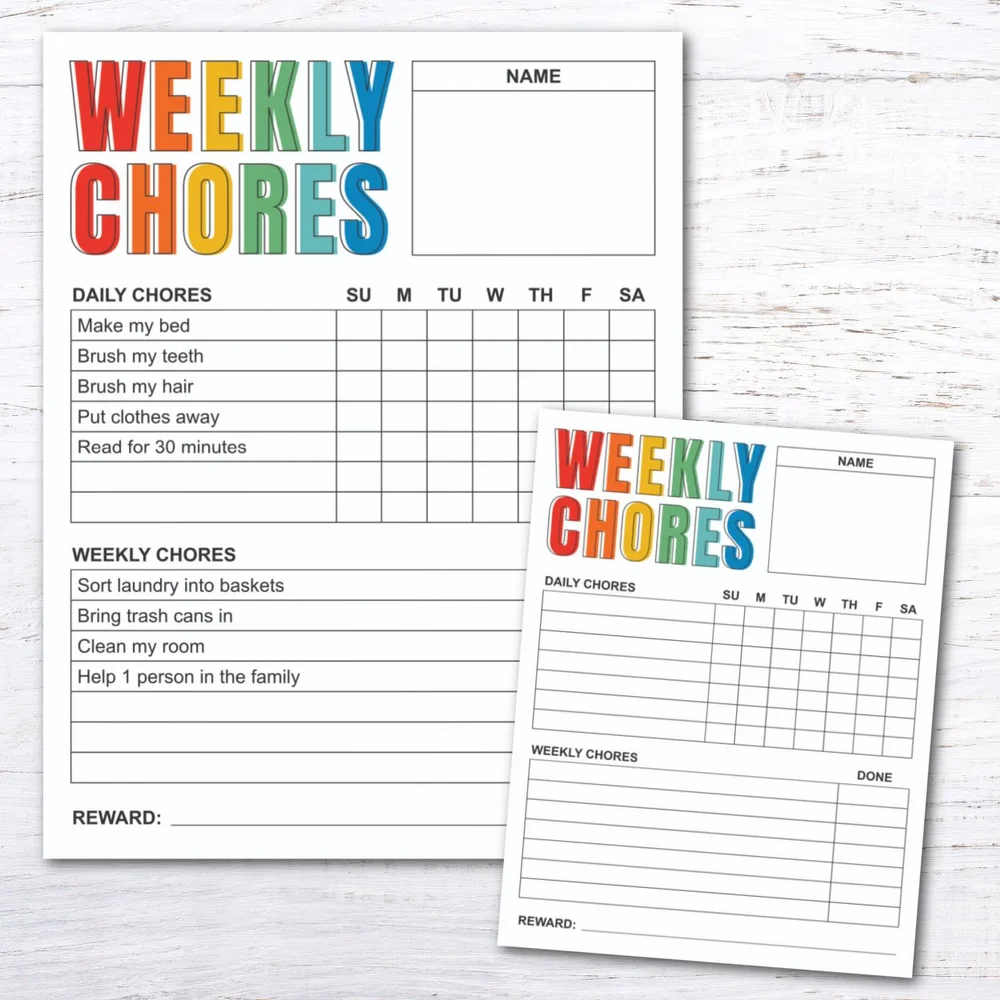 Free Printable Weekly Chore Chart — Krafty Planner