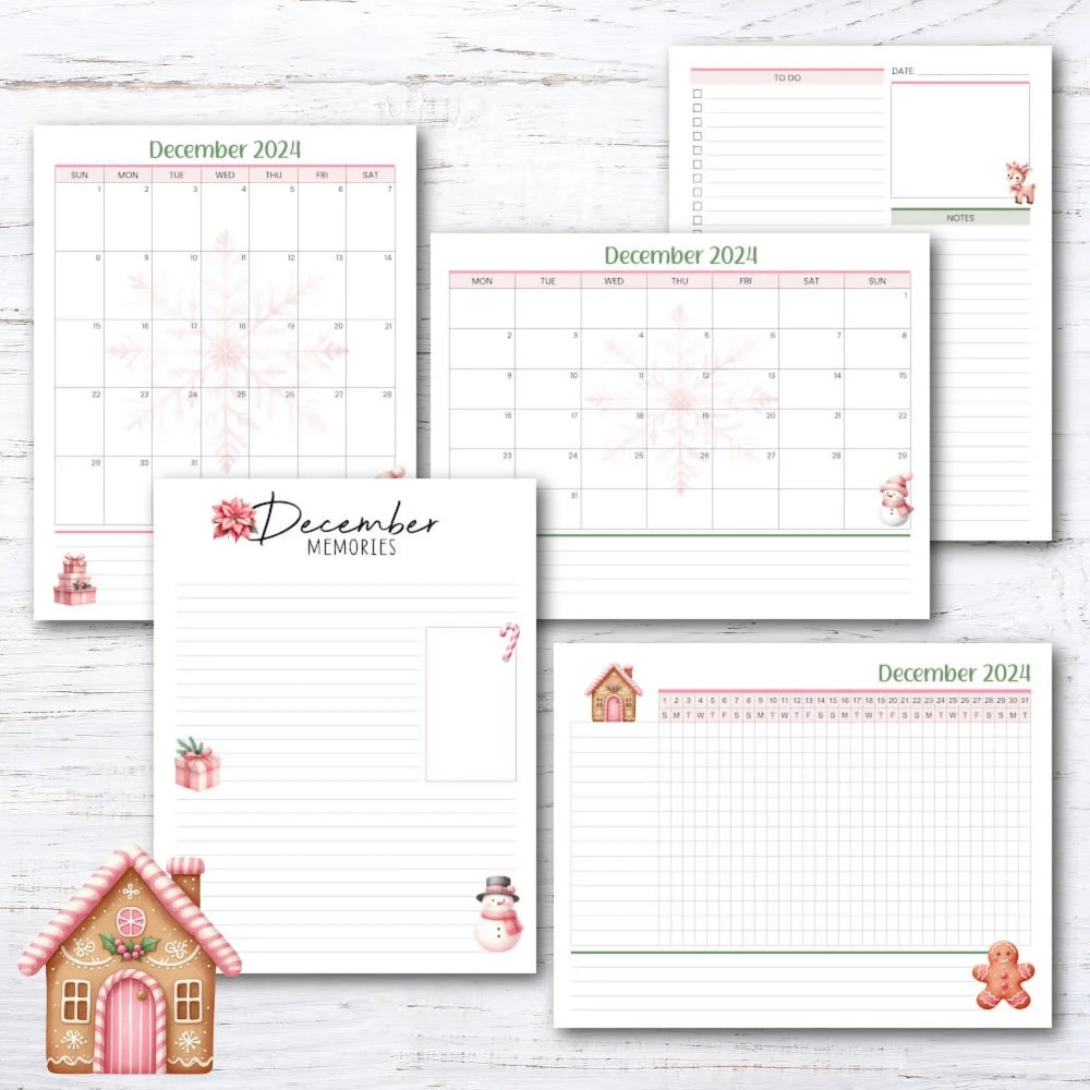 December 2024 Planners Pink Christmas Vibes — Krafty Planner