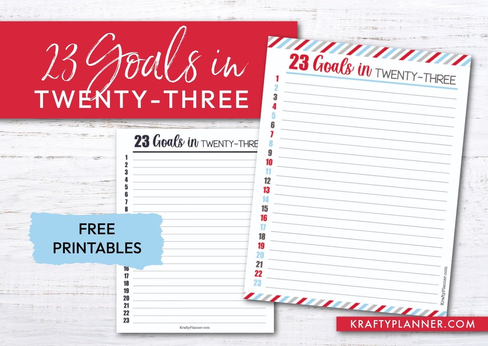 23 Goals in 2023 Free Printable — Krafty Planner