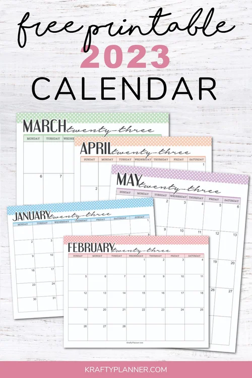 Free Printable 2023 Calendars (Color) — Krafty Planner