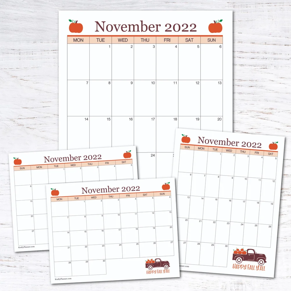 Free Printable November 2022 Calendar — Krafty Planner