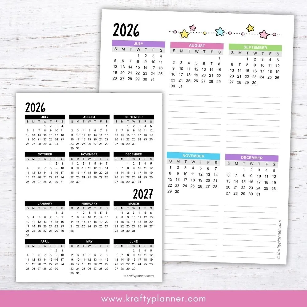 Free 2026–2027 School Year Calendars (Multiple Designs) — Krafty Planner