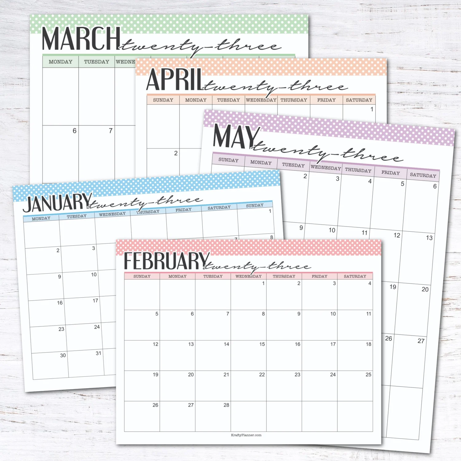 Free Printable 2023 Calendars (Color) — Krafty Planner