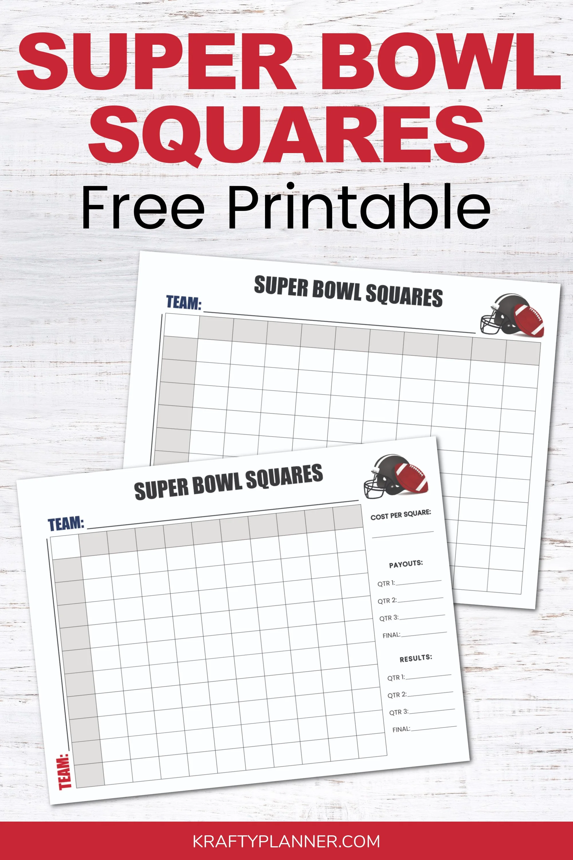 Free Printable Super Bowl Squares Board — Krafty Planner