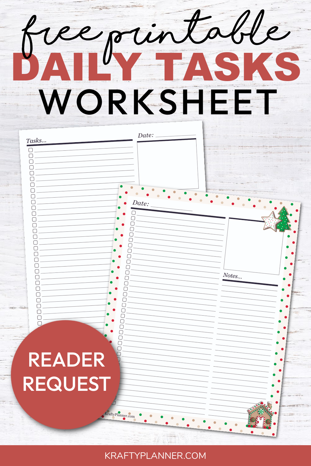 Free Printable Daily Tasks Worksheet {Reader Requested #1} — Krafty Planner