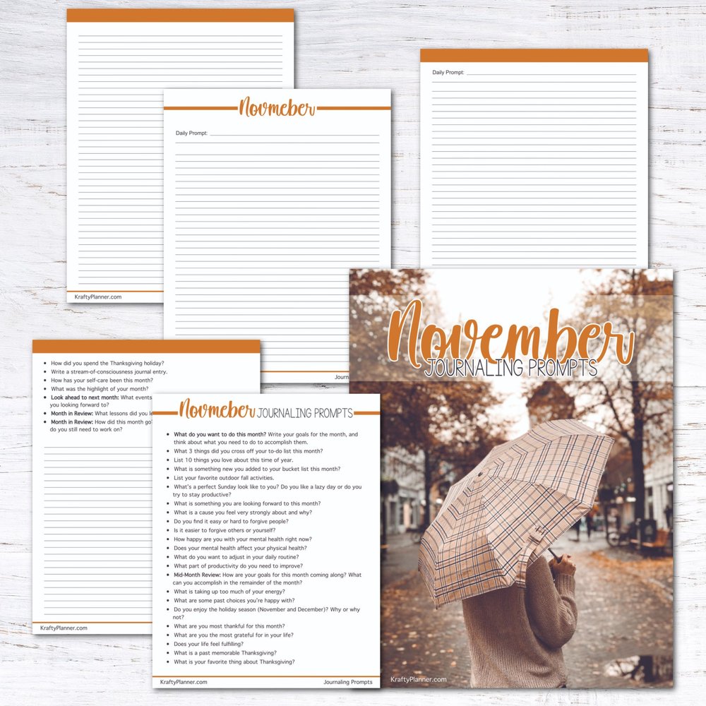 Daily Journaling Prompts and Printables for November 2022 — Krafty Planner