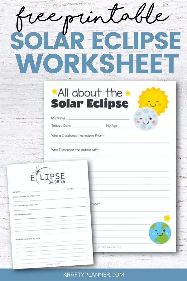 Free Printable Solar Eclipse Worksheet — Krafty Planner