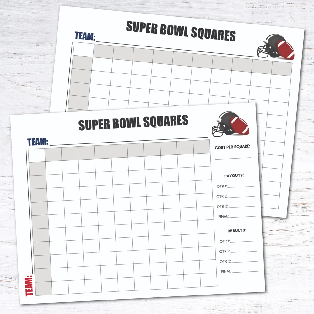 Free Printable Super Bowl Squares Board — Krafty Planner