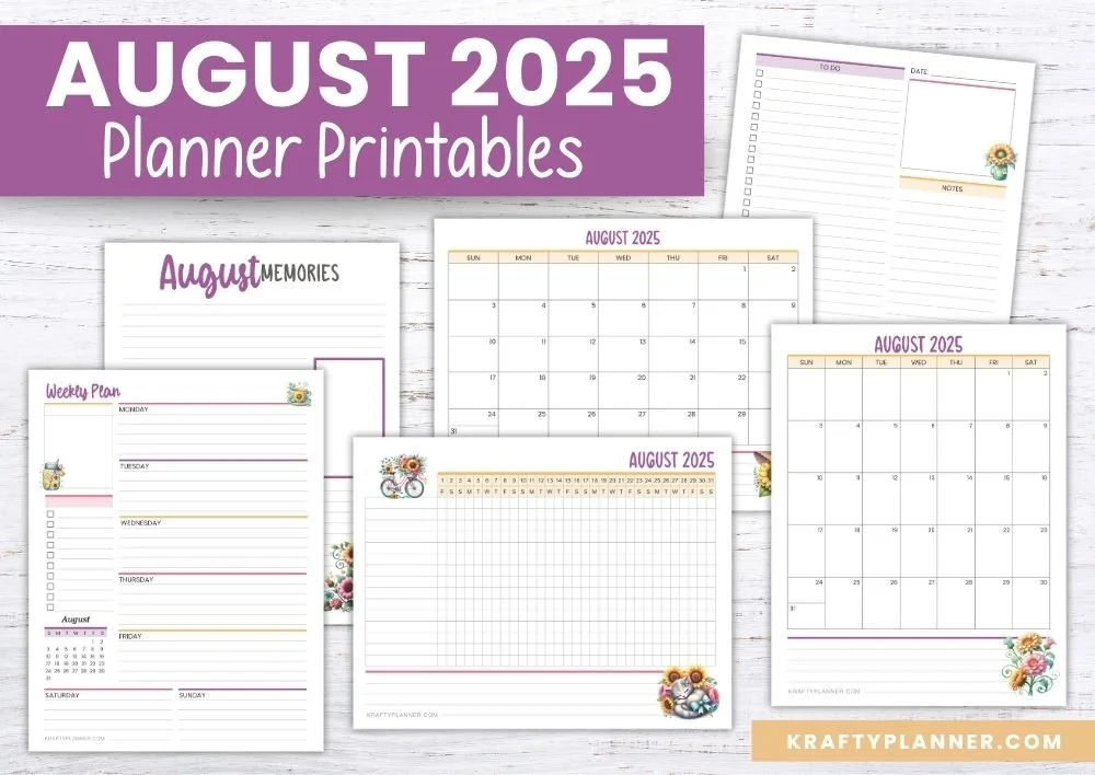 Free Printables: August 2025 Planners — Krafty Planner