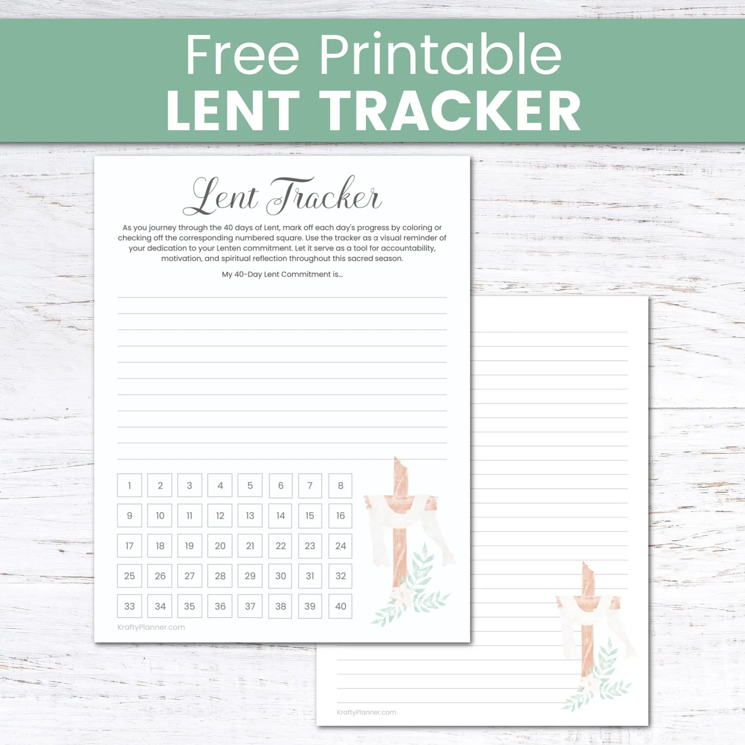 Free Printable Lent Tracker and Journal Page — Krafty Planner