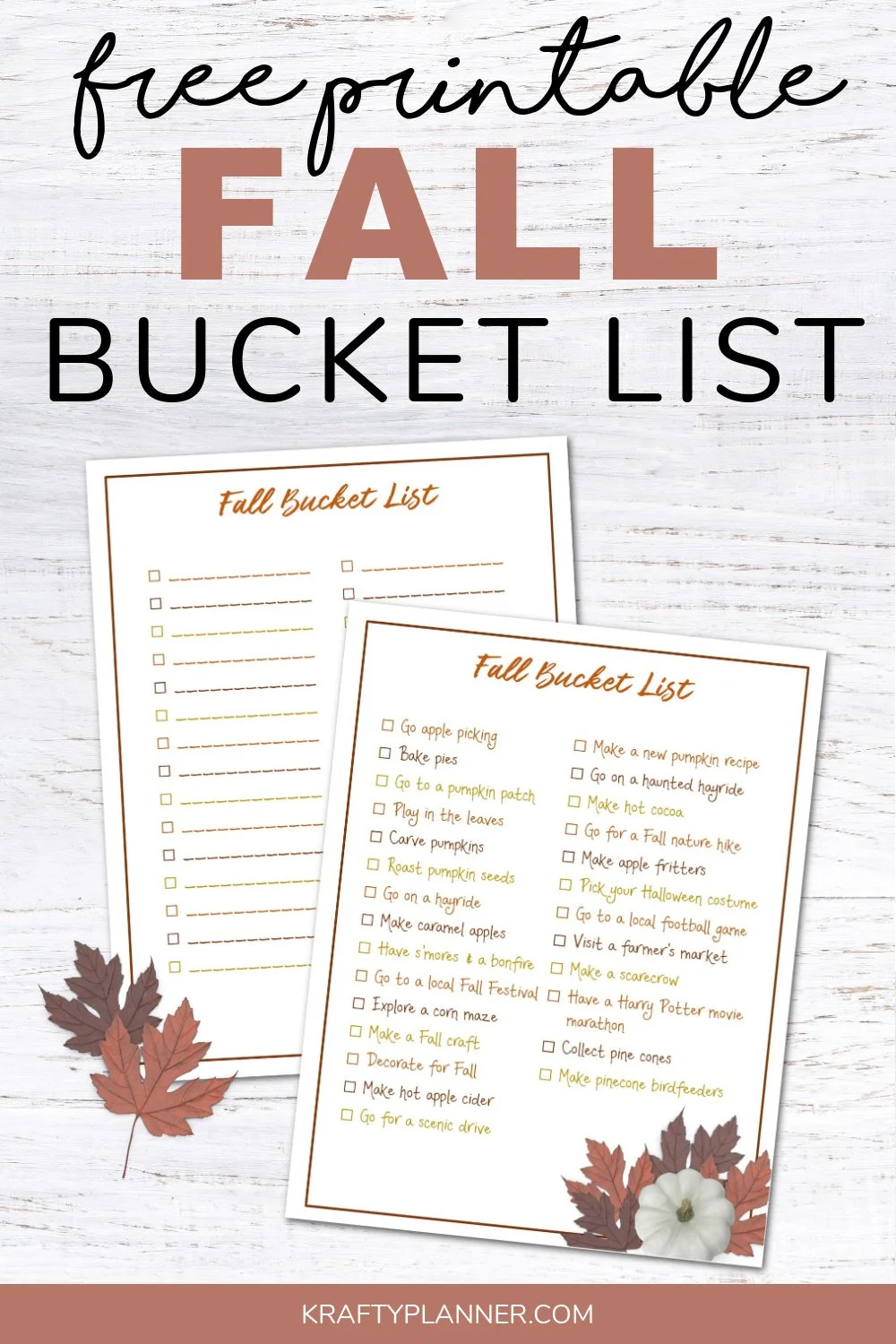 Fall Bucket List Free Printable — Krafty Planner