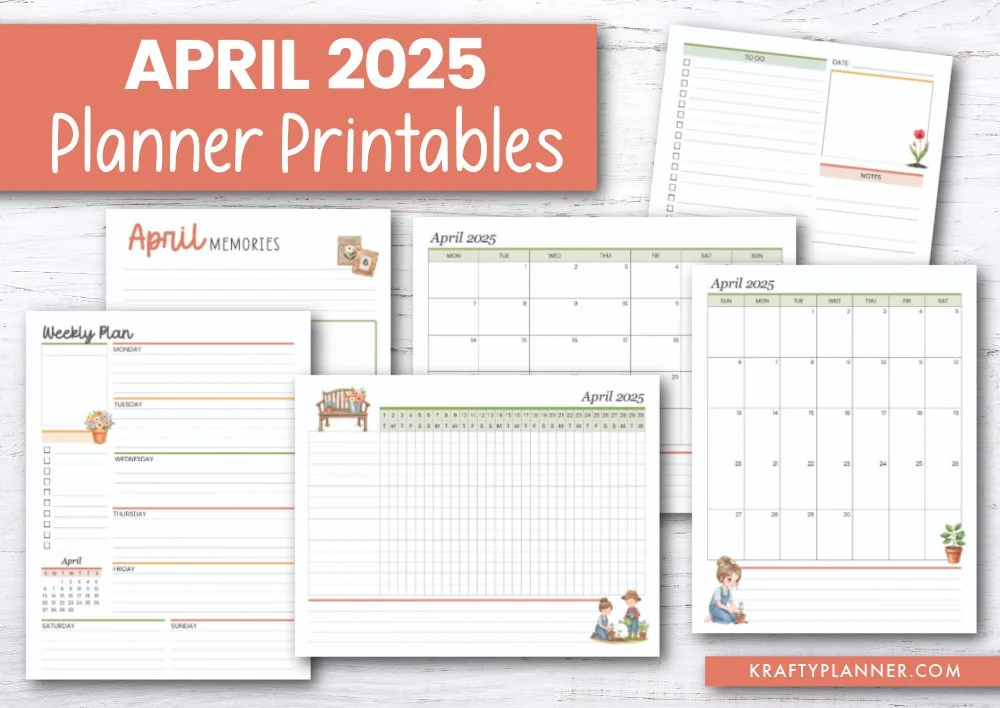 Your Free Printable April 2025 Planners — Krafty Planner