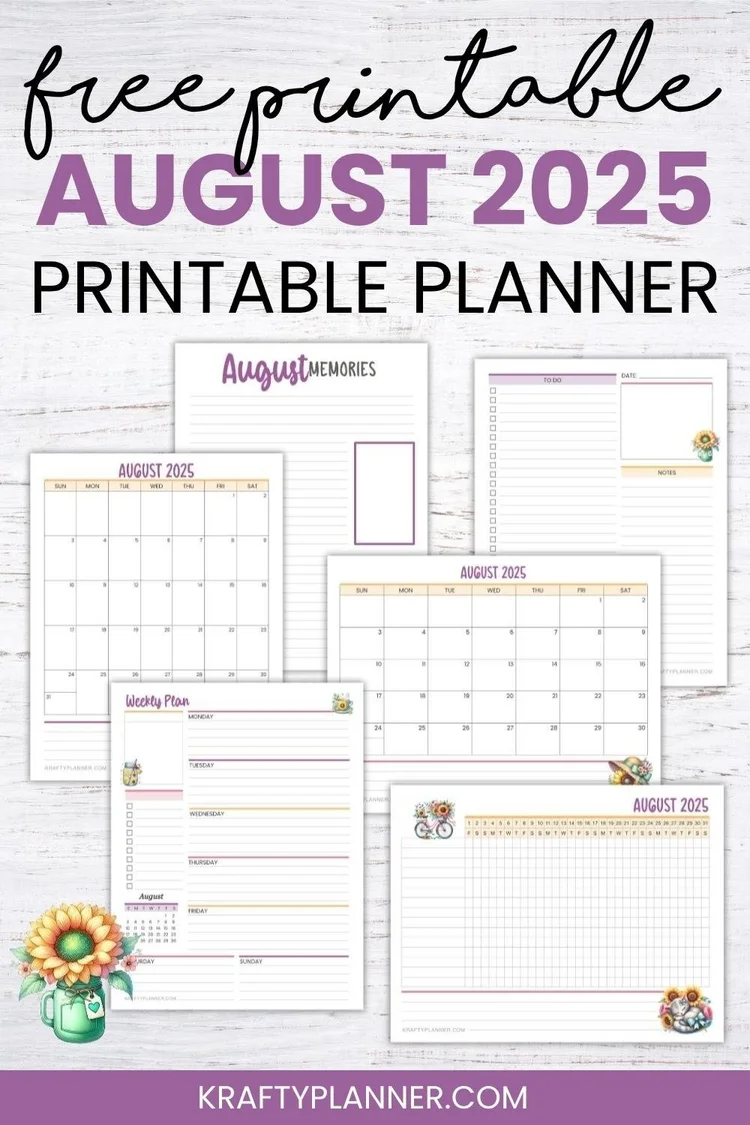 Free Printables: August 2025 Planners — Krafty Planner