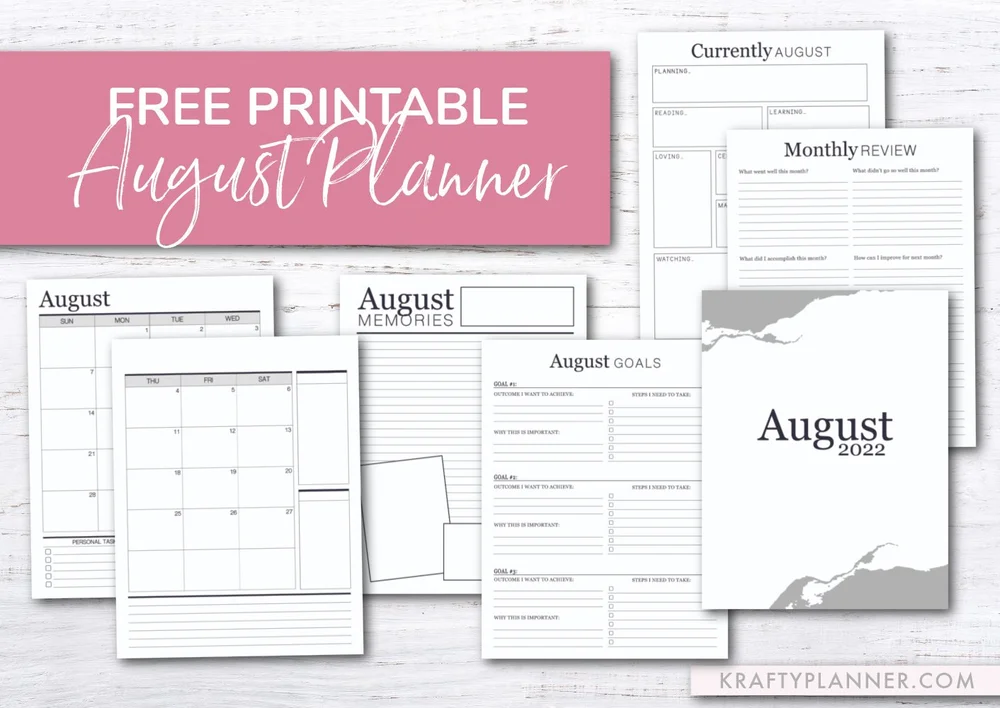 Free Printable August Planning Packet — Krafty Planner