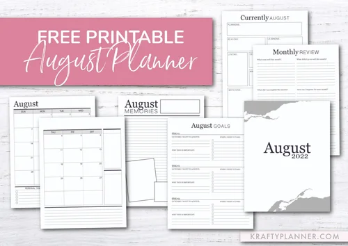 Free Printable August Planning Packet — Krafty Planner