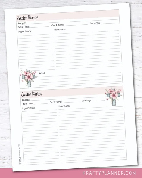 Easter Recipe Card – Free Printable! — Krafty Planner