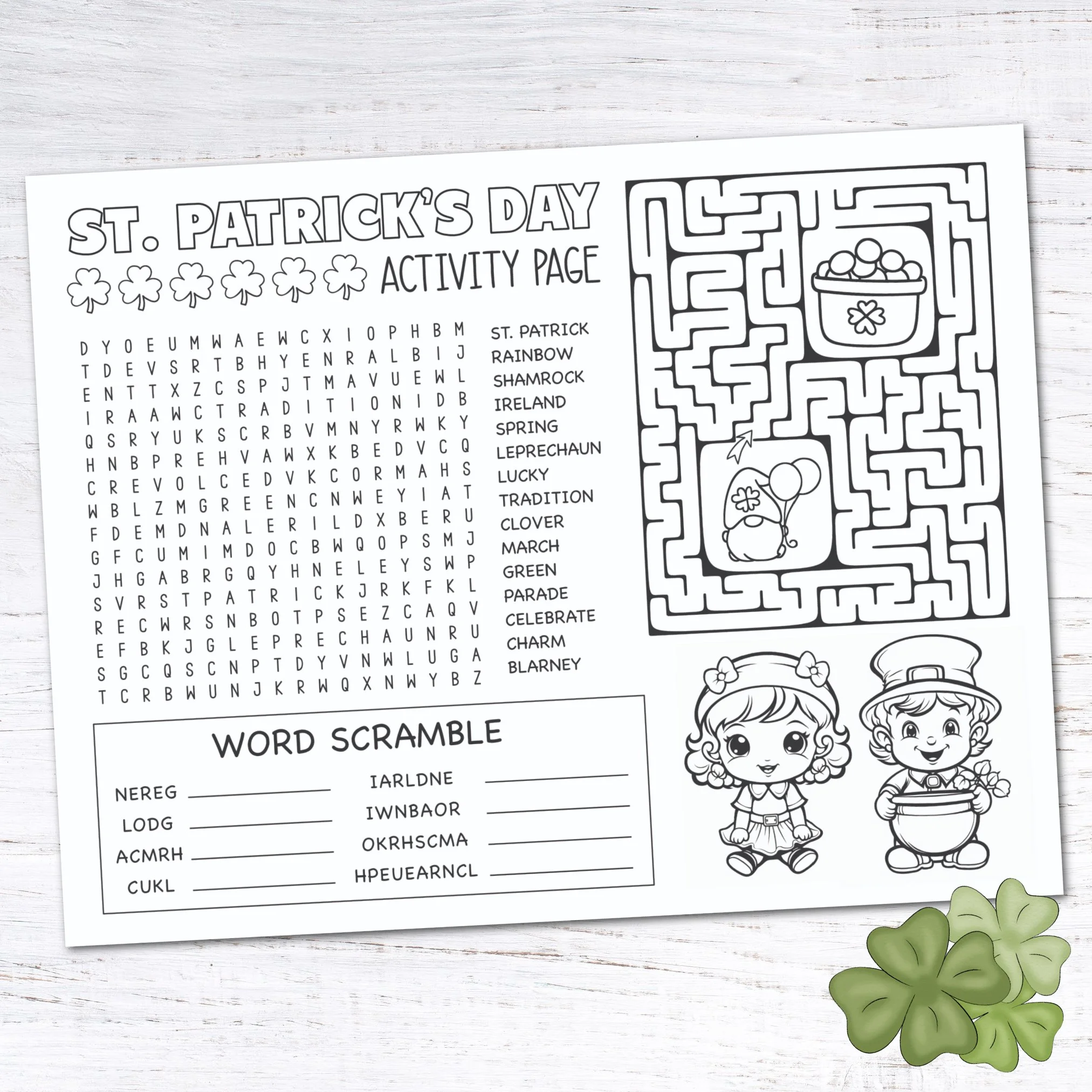 Free Printable St. Patricks Day Activity Page — Krafty Planner