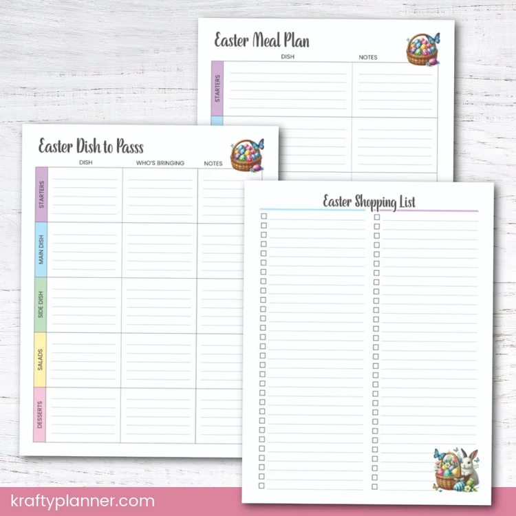 Easter Meal Planner and Shopping List — Krafty Planner