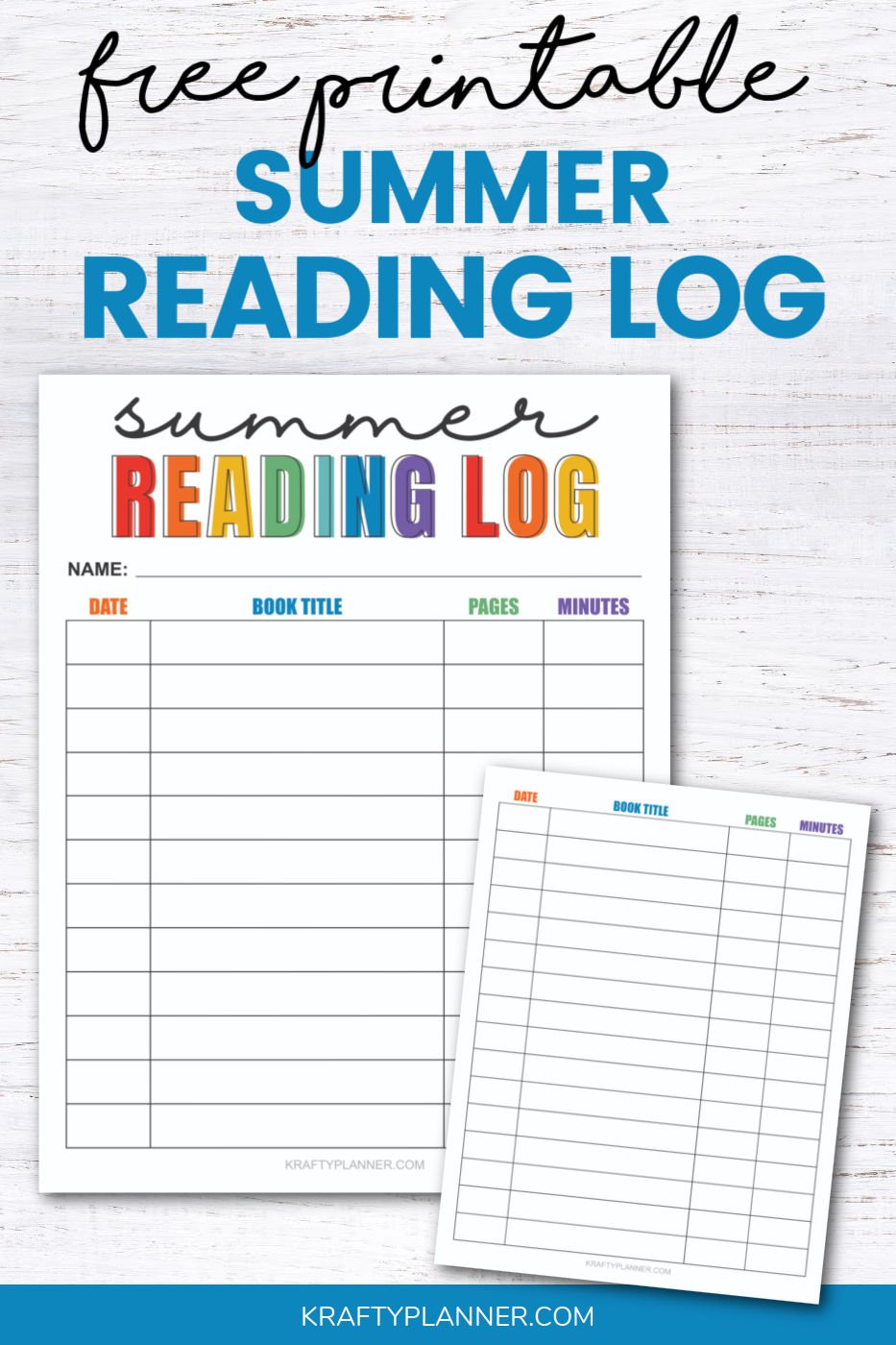 Free Printable Summer Reading Log for Kids — Krafty Planner