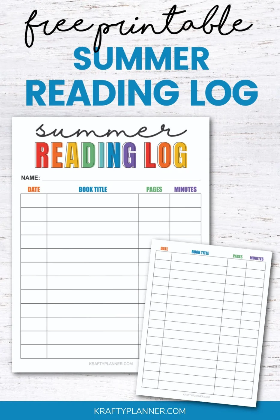 Free Printable Summer Reading Log for Kids — Krafty Planner