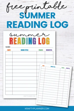 Free Printable Summer Reading Log for Kids — Krafty Planner