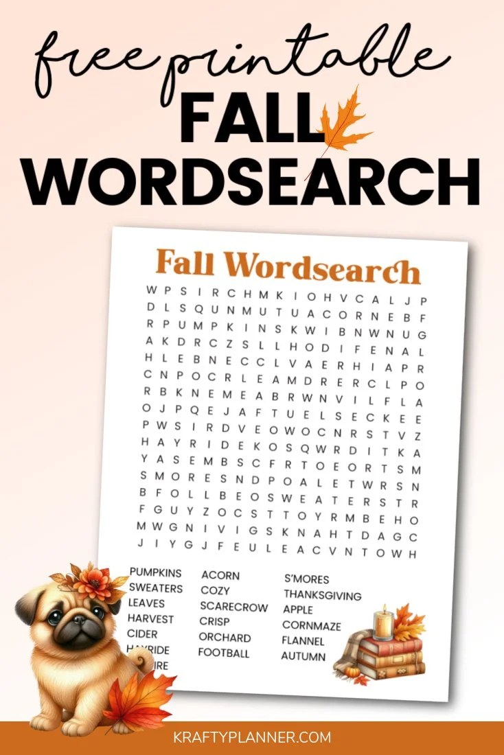 Celebrate Fall: Free Printable Word Search — Krafty Planner