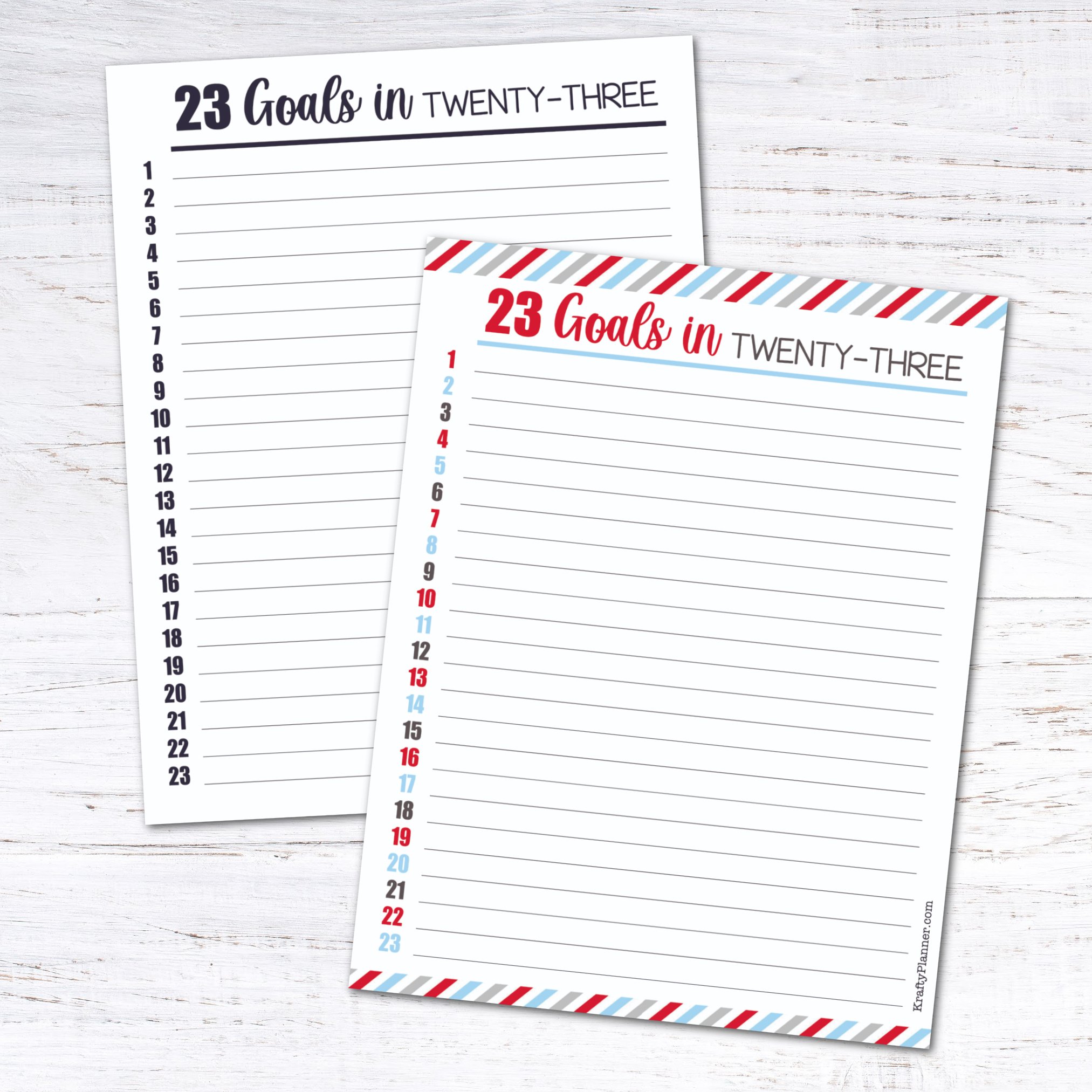 23 Goals in 2023 Free Printable — Krafty Planner
