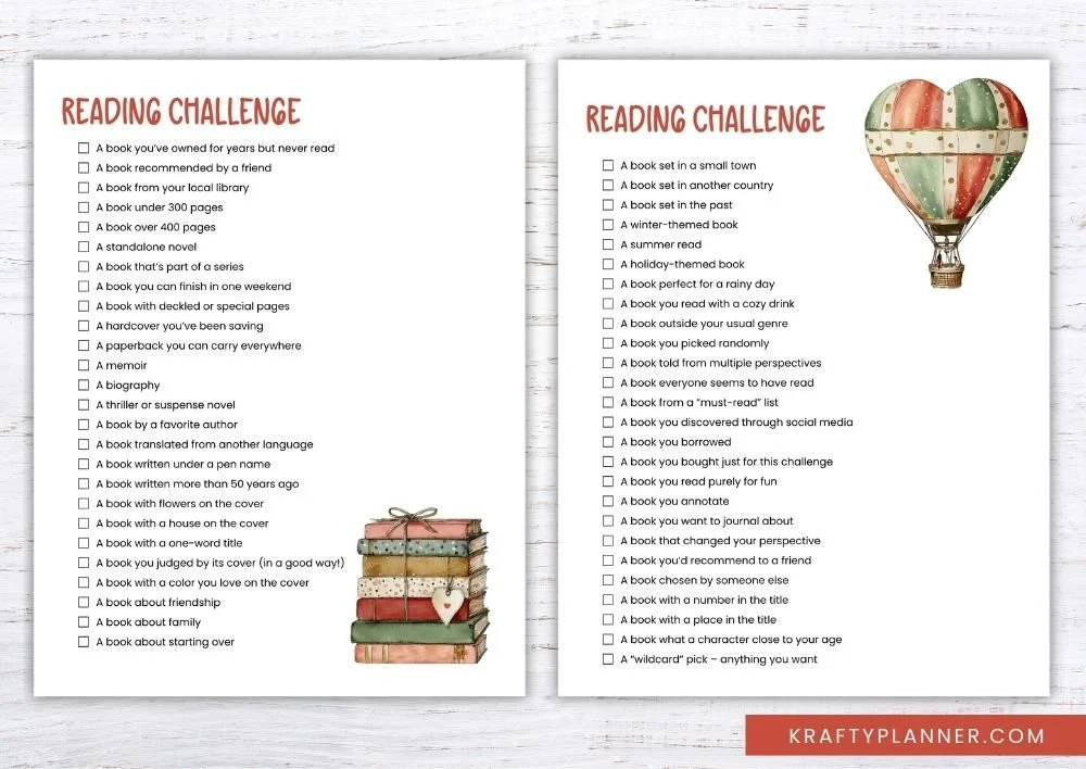 Reading Challenge: 52 Prompts to Inspire Your Reading Life — Krafty Planner