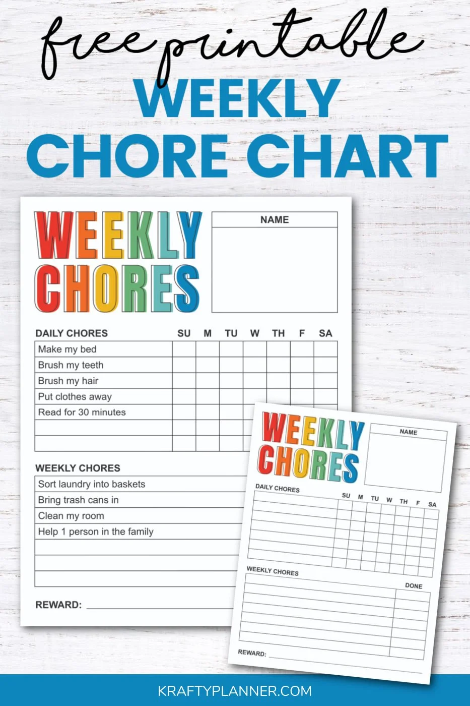 Free Printable Weekly Chore Chart — Krafty Planner