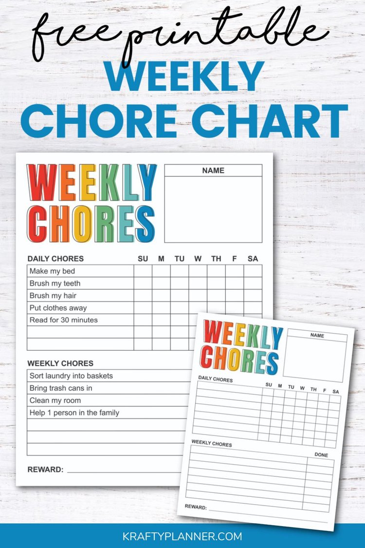 Free Printable Weekly Chore Chart — Krafty Planner